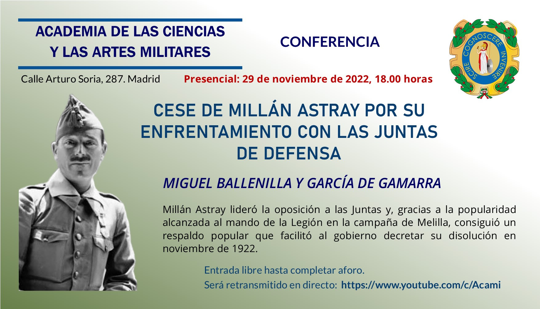 CONFERENCIA: «CESE DE MILLÁN ASTRAY POR SU ENFRENTAMIENTO CON LAS ...